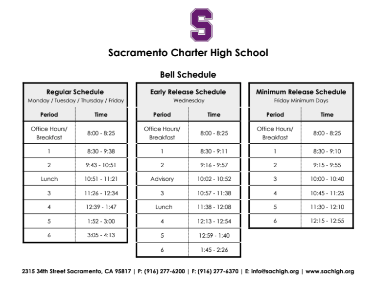 Bell Schedule - St Hope SAC High